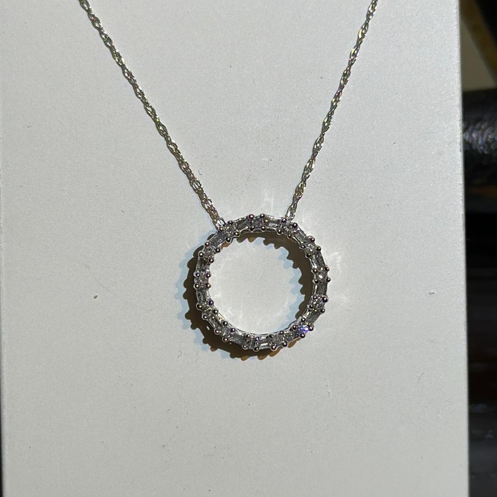 10 Karat Diamond Necklace With Rectangular Step Cut D… - Gem